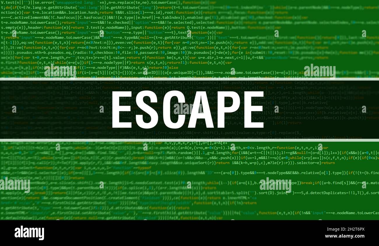 Escape concept illustration using code for developing programs and app. Escape website code with ...