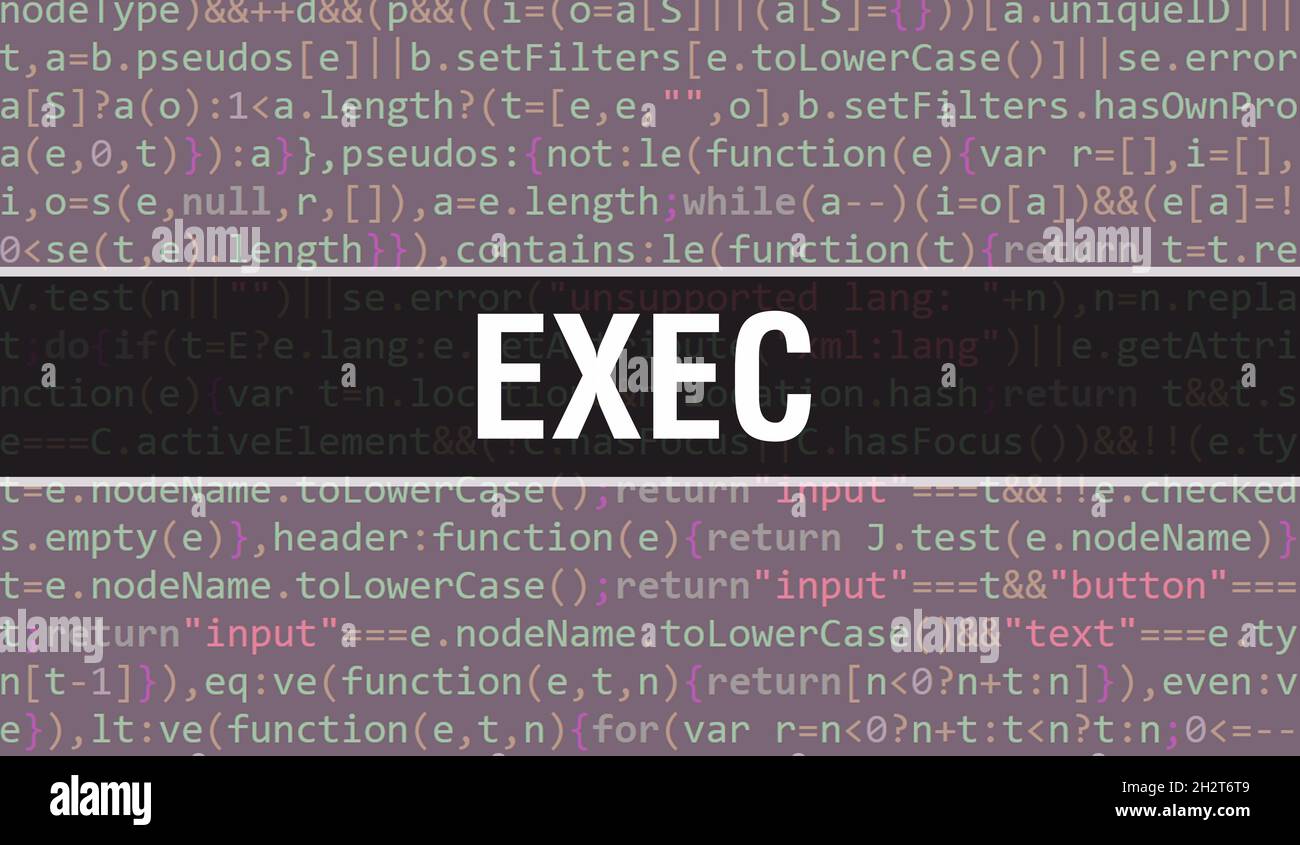 Exec text written on Programming code abstract technology background of ...