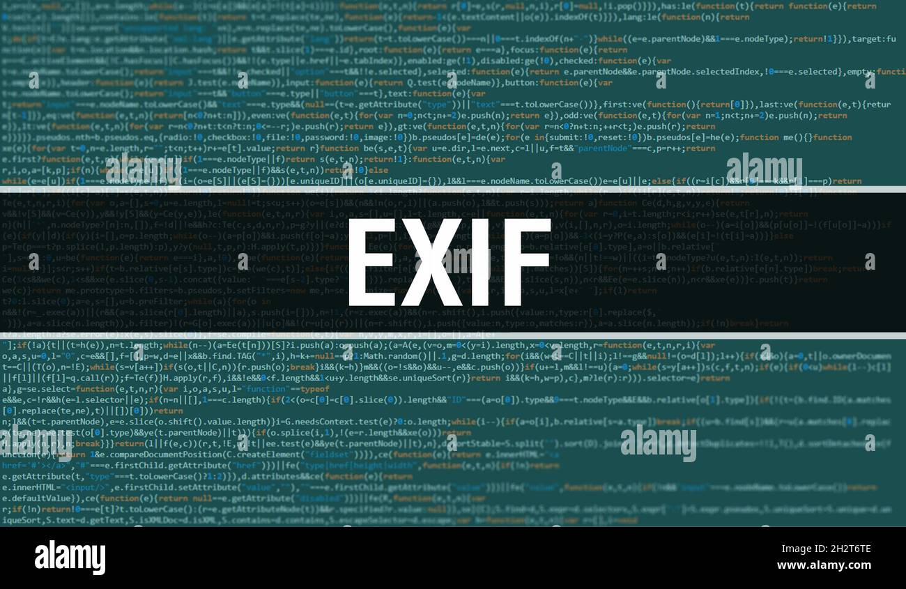 Exif concept with Random Parts of Program Code.Exif text written on ...
