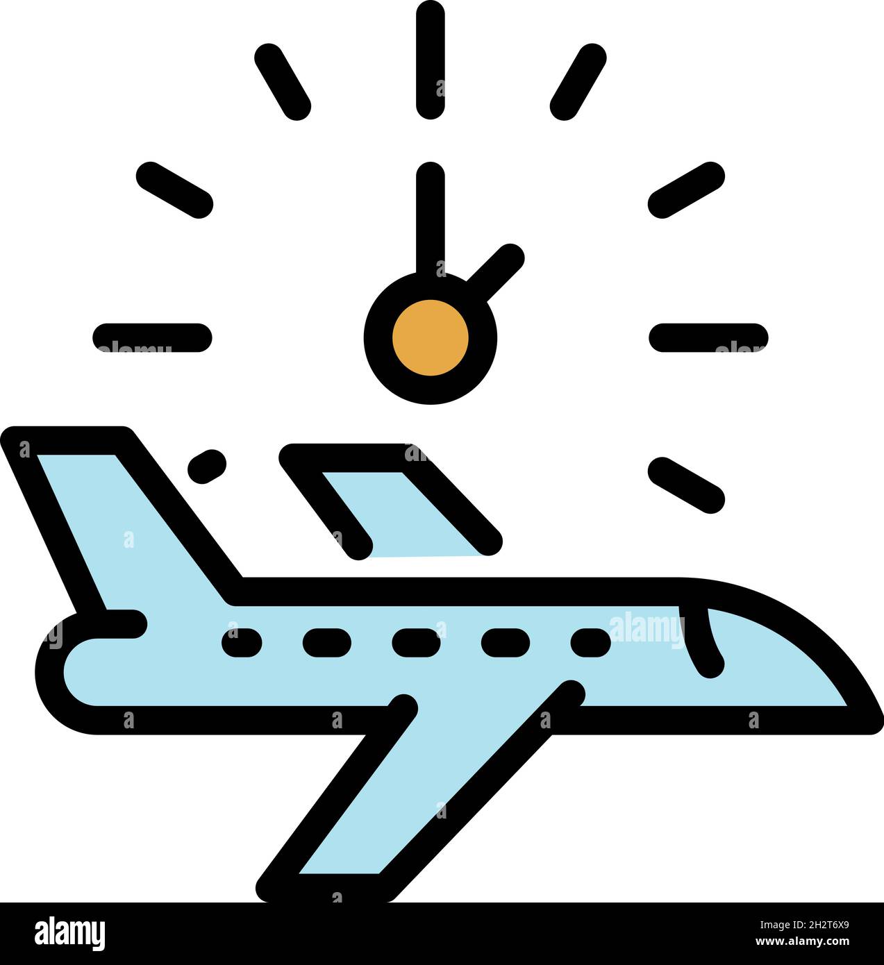 Flight time icon. Outline flight time vector icon color flat isolated ...