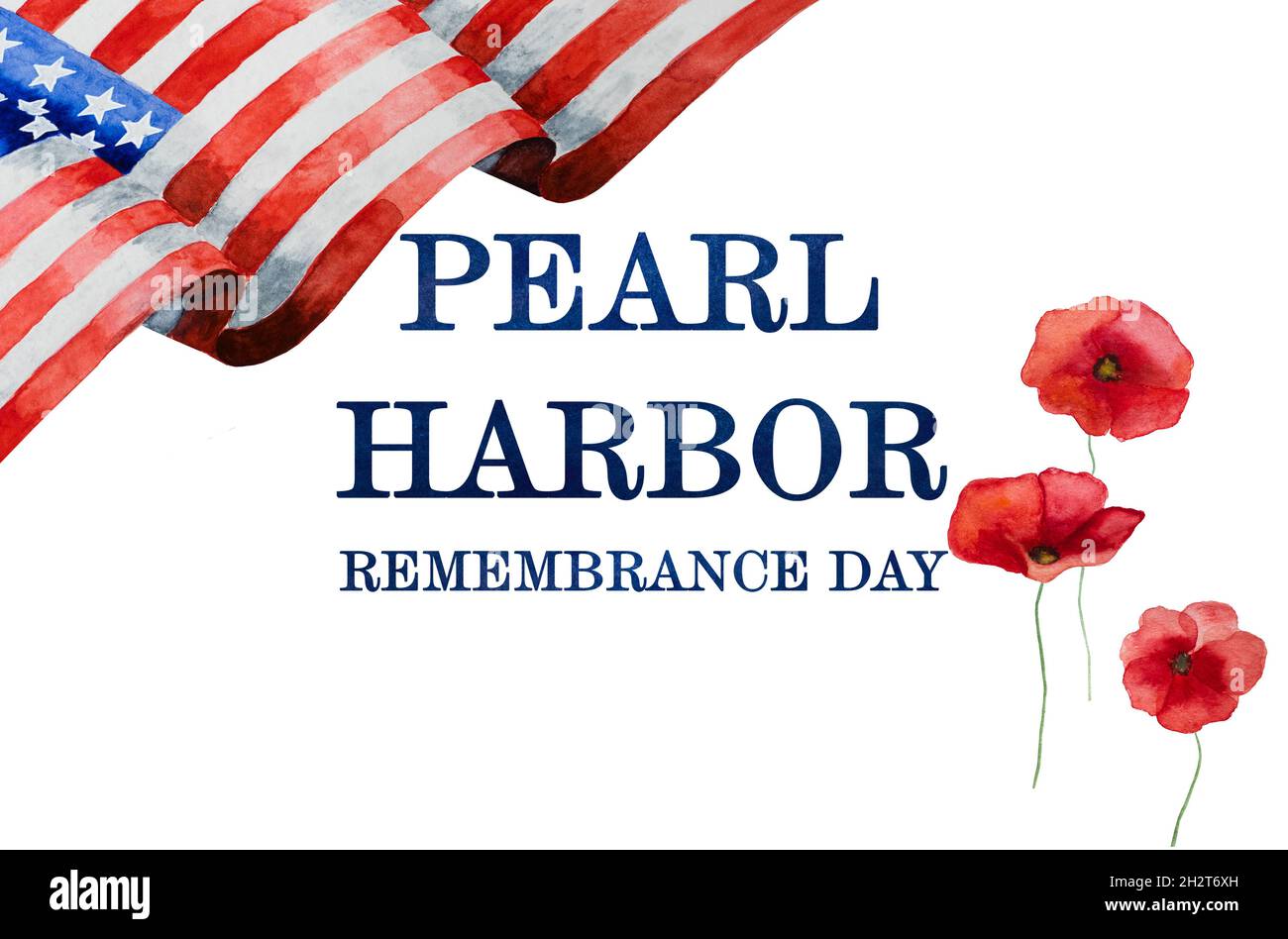 Pearl Harbor Remembrance Day. Greeting inscription on the background of ...