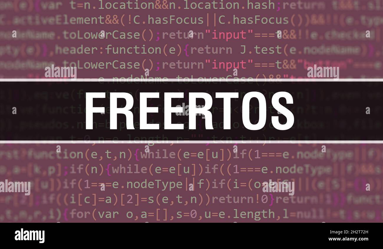 FreeRTOS concept with Random Parts of Program Code. FreeRTOS with Programming code abstract ...