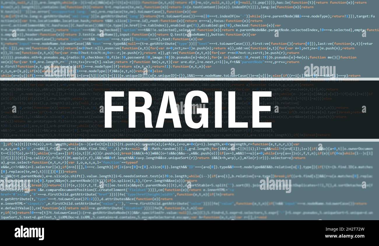 Fragile Concept With Random Parts Of Program Codefragile Text Written On Programming Code