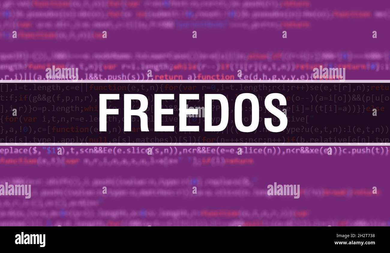 FreeDOS with Binary code digital technology background. Abstract ...