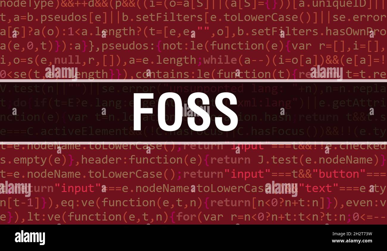 Foss Text Written On Programming Code Abstract Technology Background Of Software Developer And