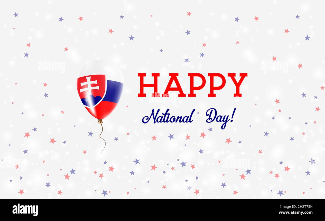 Slovakia National Day patriotic poster. Flying Rubber Balloon in Colors ...