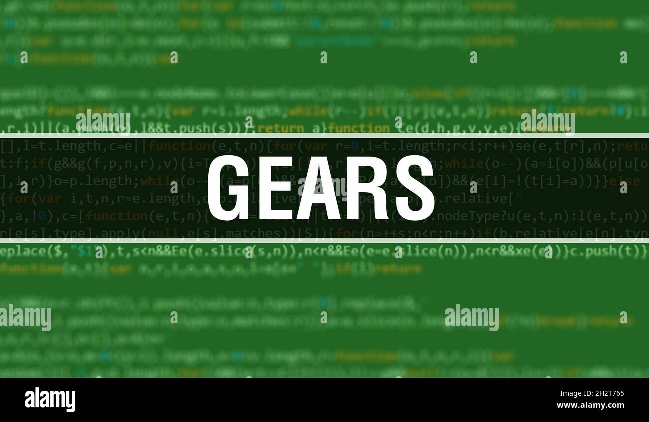 Gears with Binary code digital technology background. Abstract ...