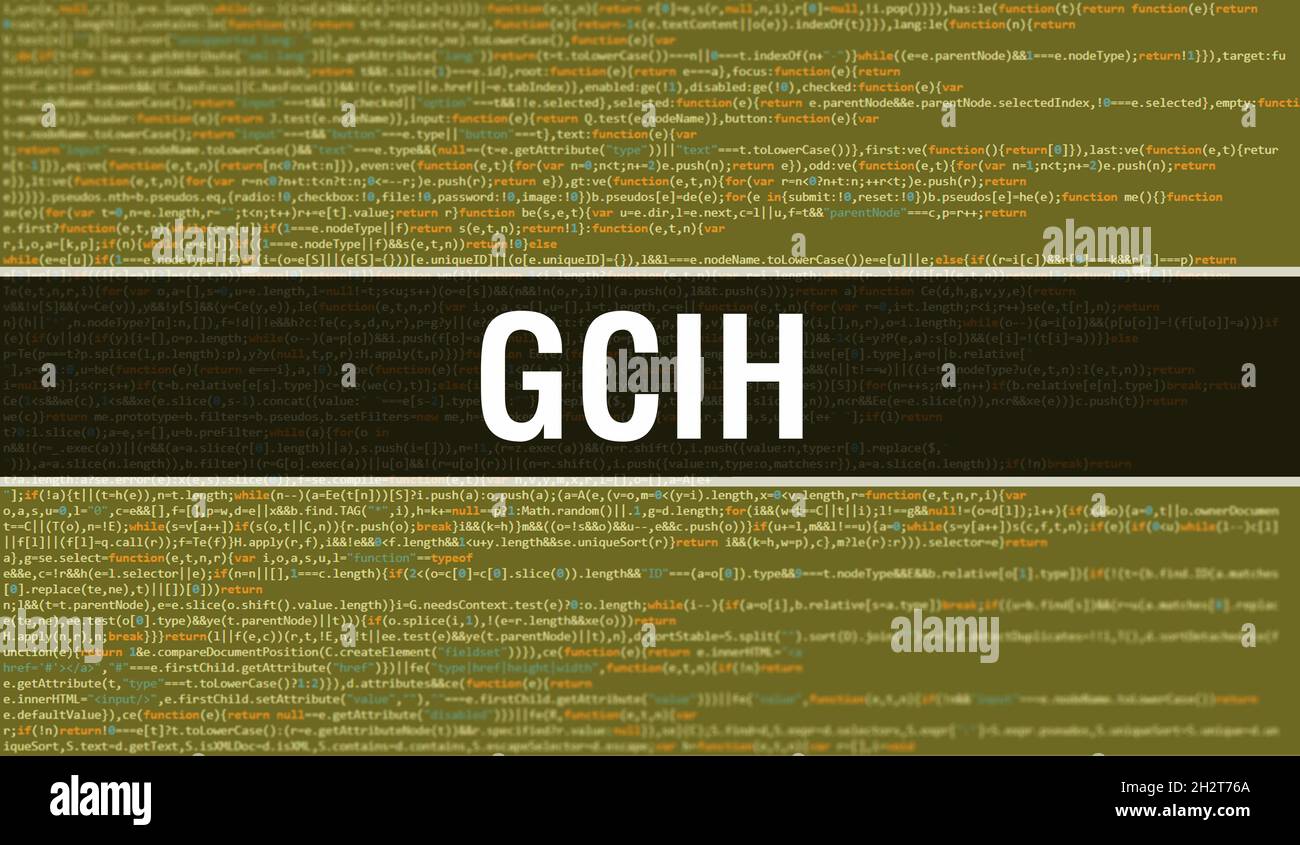GCIH concept with Random Parts of Program Code.GCIH text written on ...