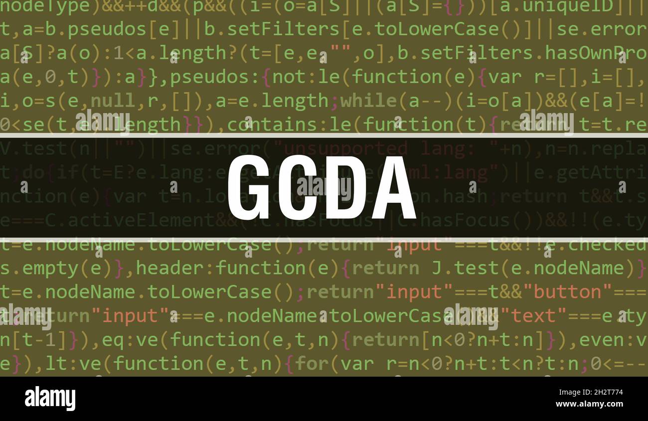 GCDA text written on Programming code abstract technology background of software developer and ...
