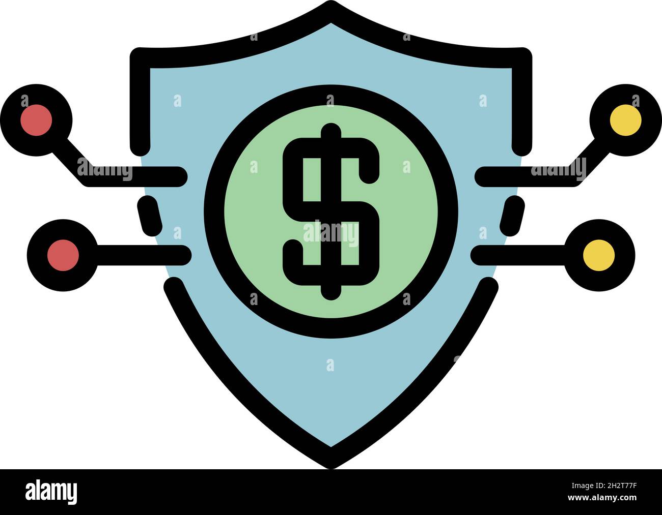 Protected digital money icon. Outline protected digital money vector ...