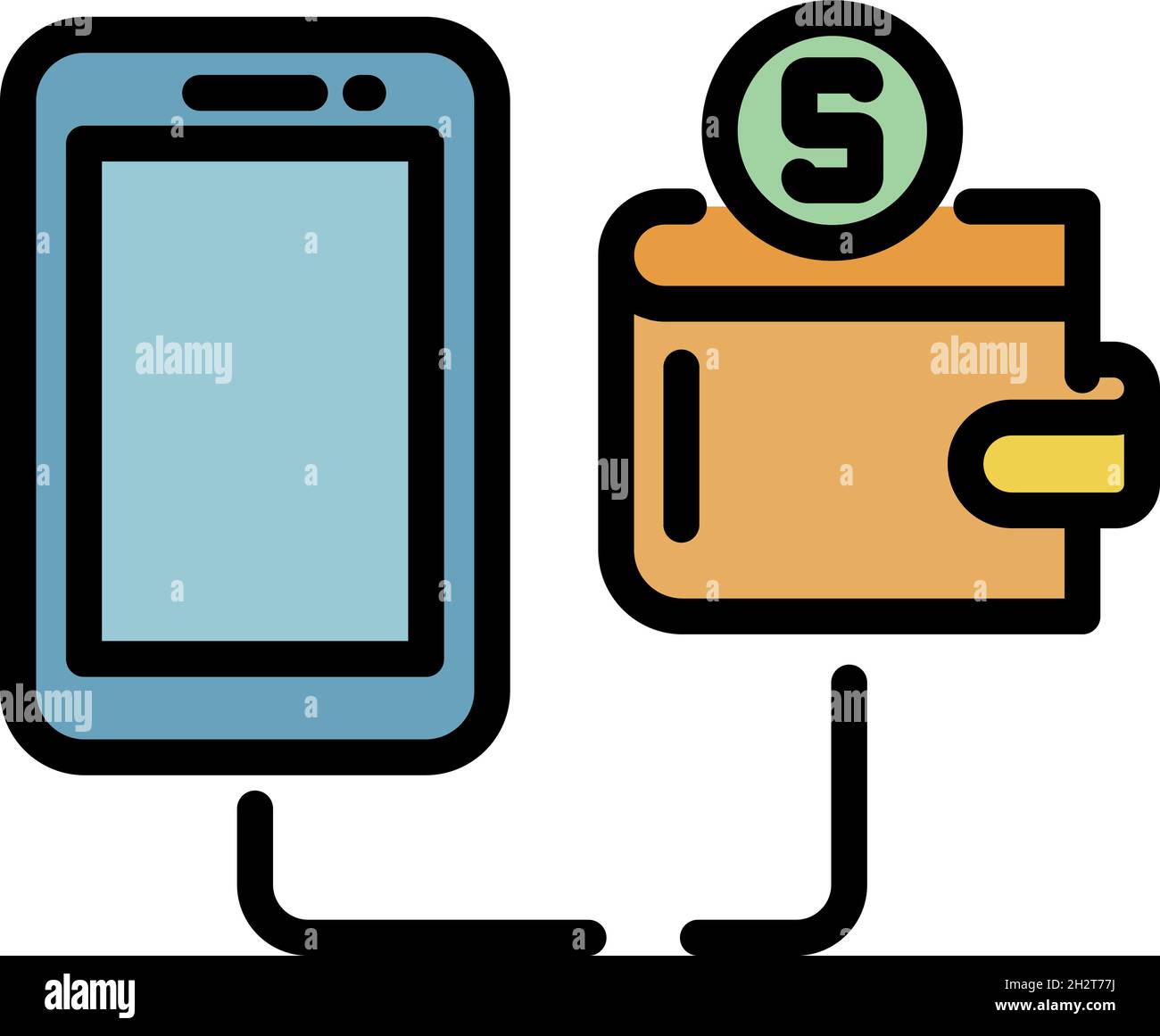 Smartphone wallet connection icon. Outline smartphone wallet connection ...