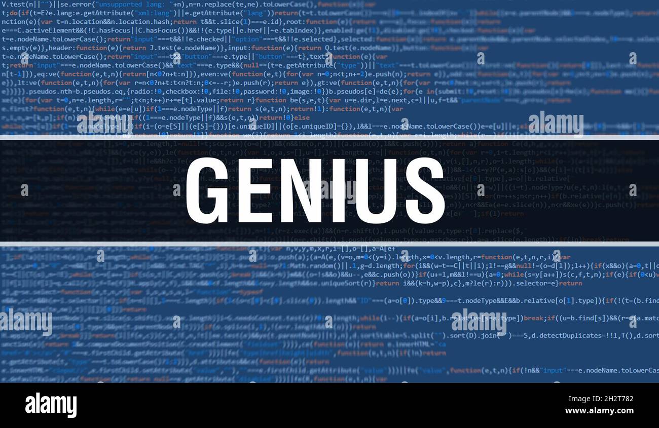 Genius concept illustration using code for developing programs and app. Genius website code with ...