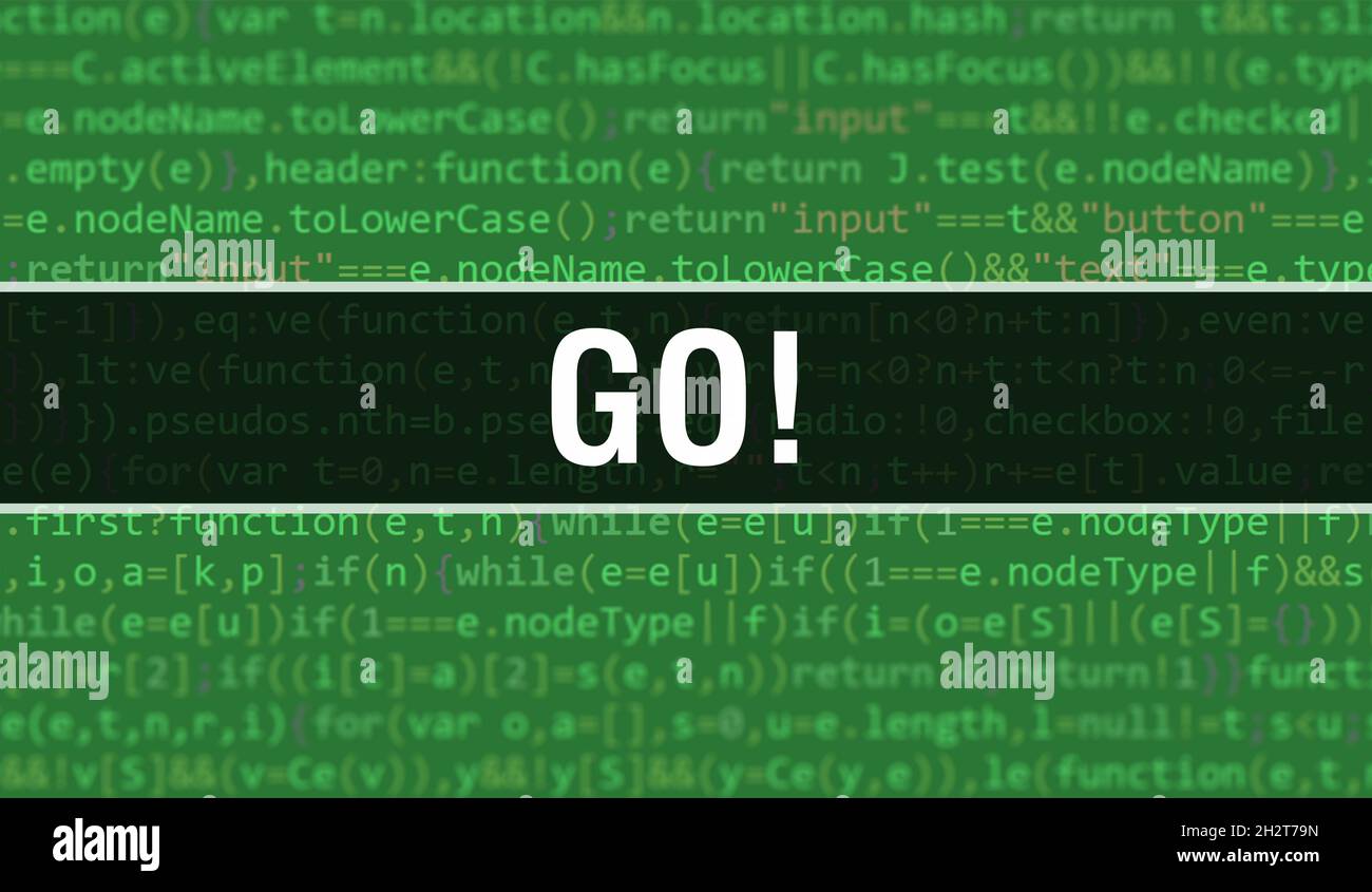 Go! concept illustration using code for developing programs and app. Go! website code with ...