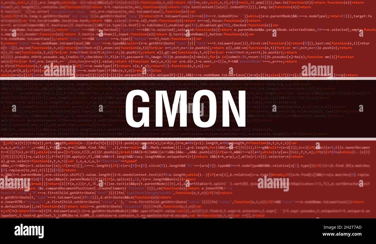 GMON concept with Random Parts of Program Code.GMON text written on ...