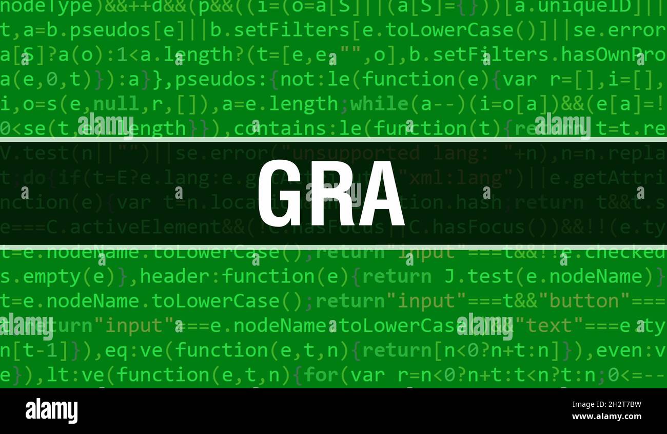 GRA concept with Random Parts of Program Code.GRA text written on ...