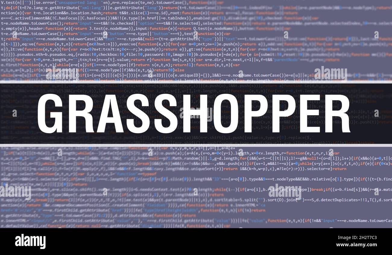 Grasshopper with Binary code digital technology background. Abstract ...