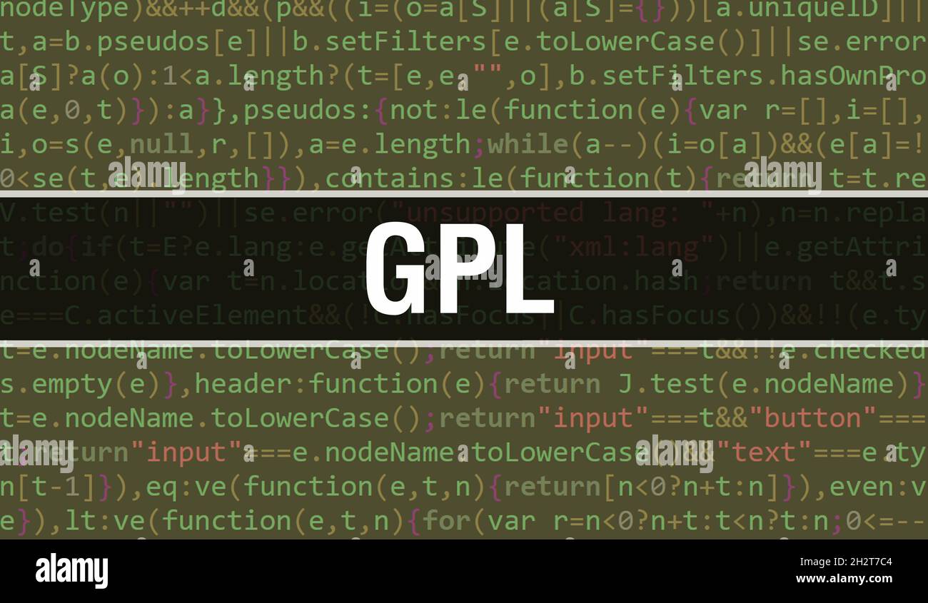 Gpl Concept With Random Parts Of Program Codegpl Text Written On Programming Code Abstract