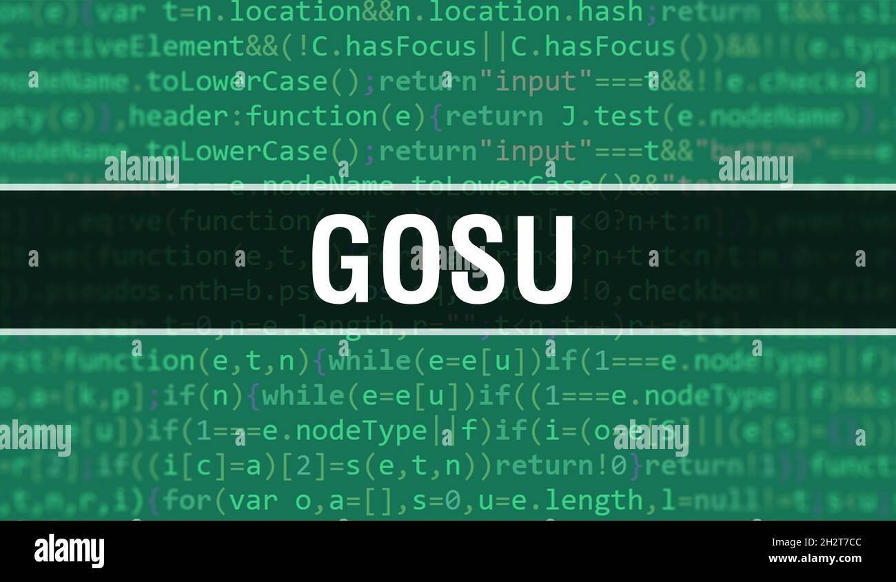 Gosu text written on Programming code abstract technology background of ...