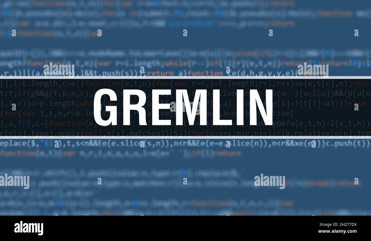 Gremlin concept with Random Parts of Program Code. Gremlin with Programming code abstract ...