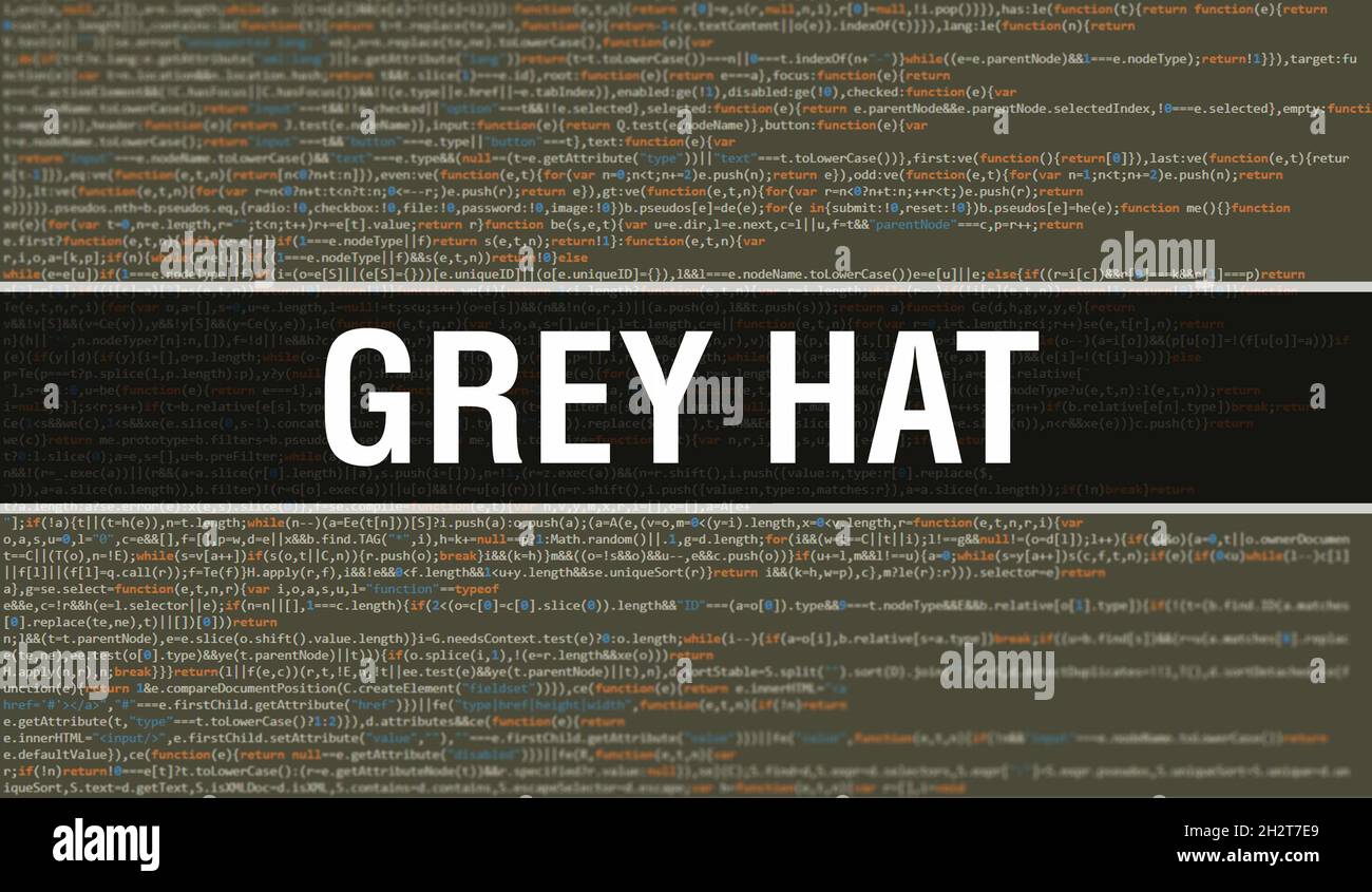 Grey hat with Digital java code text. Grey hat and Computer software ...