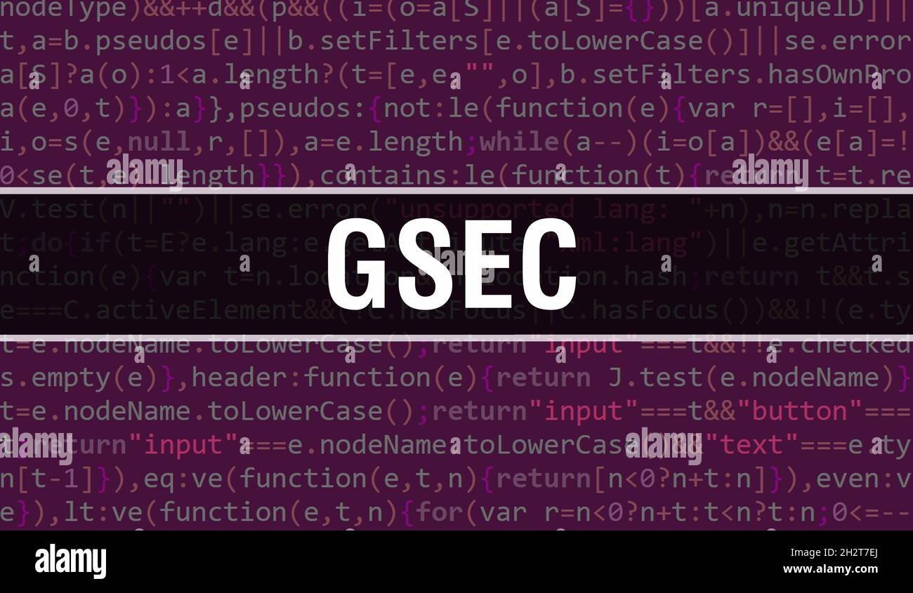 GSEC concept with Random Parts of Program Code.GSEC text written on ...