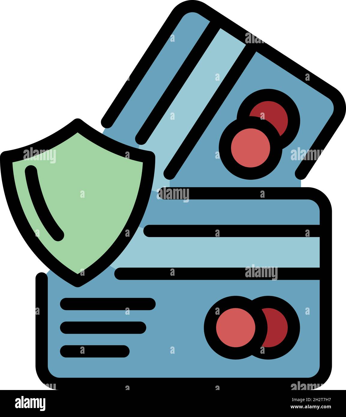 Secured credit cards icon. Outline secured credit cards vector icon ...