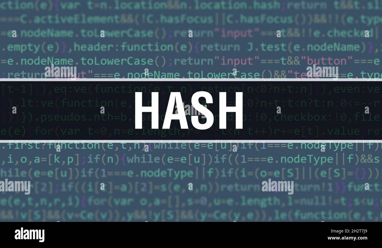 Hash concept illustration using code for developing programs and app ...