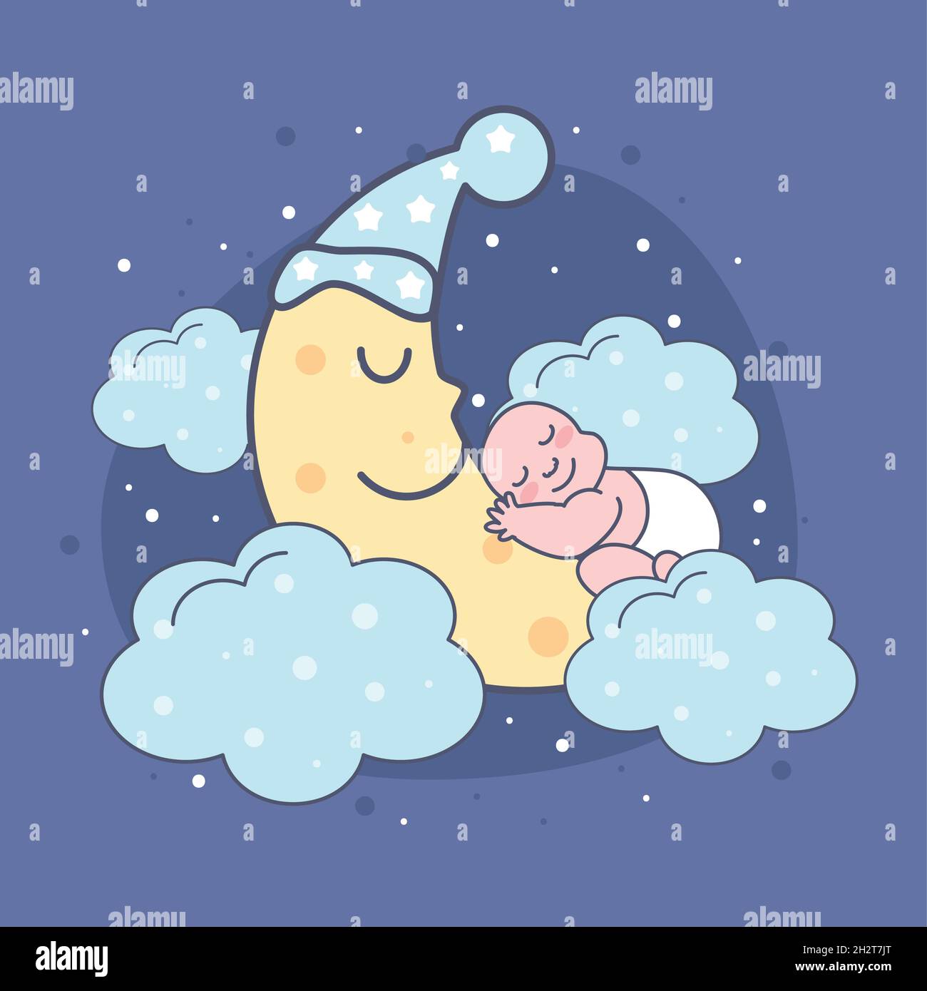 baby on moon Stock Vector Image & Art - Alamy