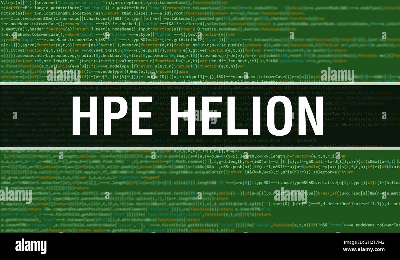 HPE Helion with Binary code digital technology background. Abstract ...