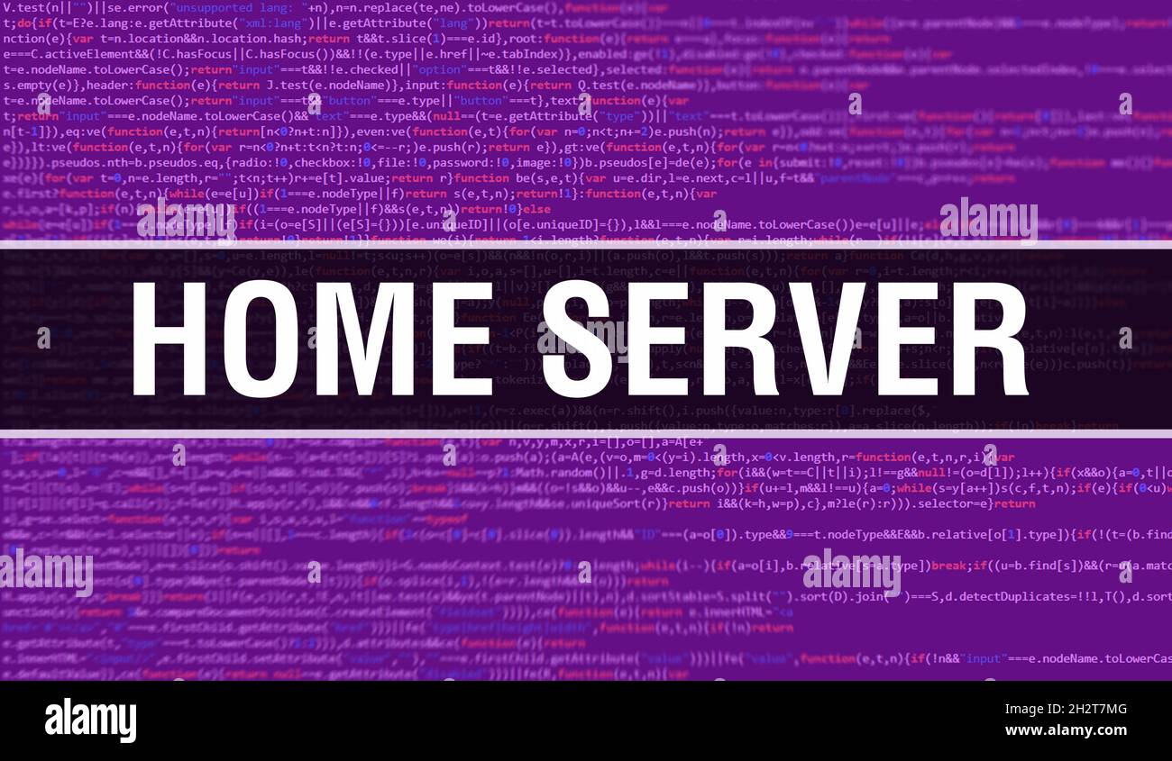 Home server with Binary code digital technology background. Abstract background with program ...