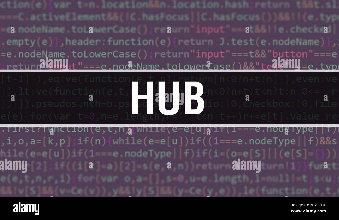 Hub concept illustration using code for developing programs and app. Hub website code with ...