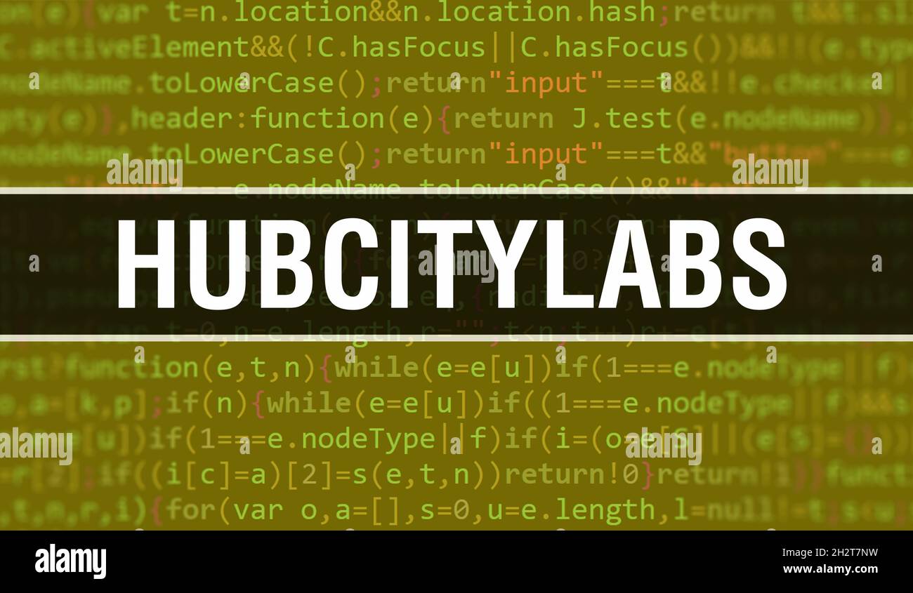 HubCityLabs text written on Programming code abstract technology ...