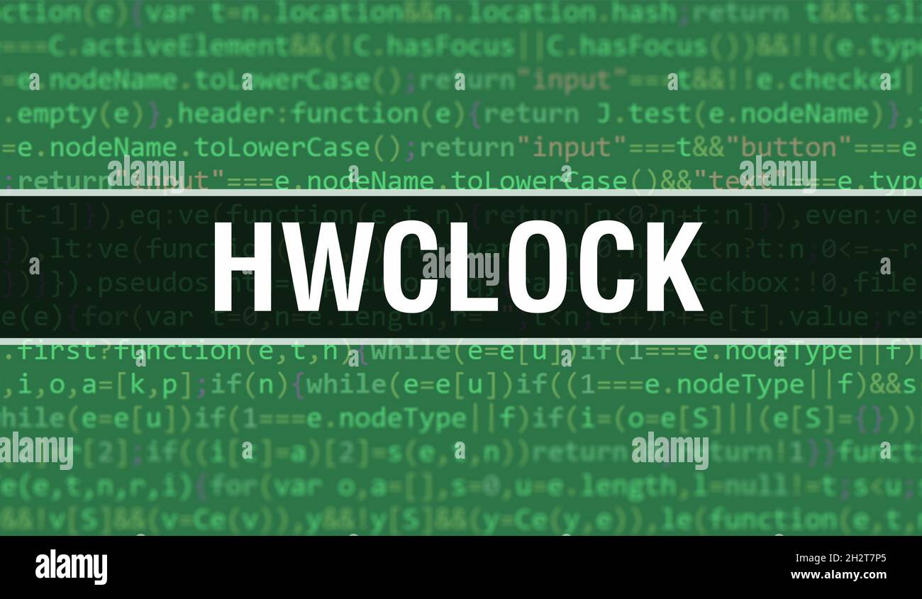 Hwclock concept illustration using code for developing programs and app. Hwclock website code ...