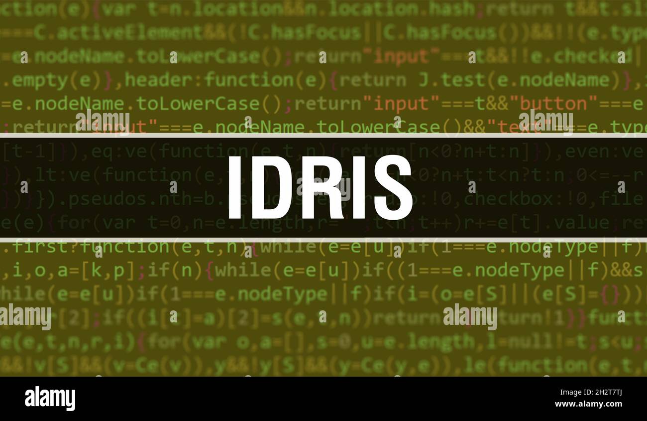 Idris concept illustration using code for developing programs and app. Idris website code with ...