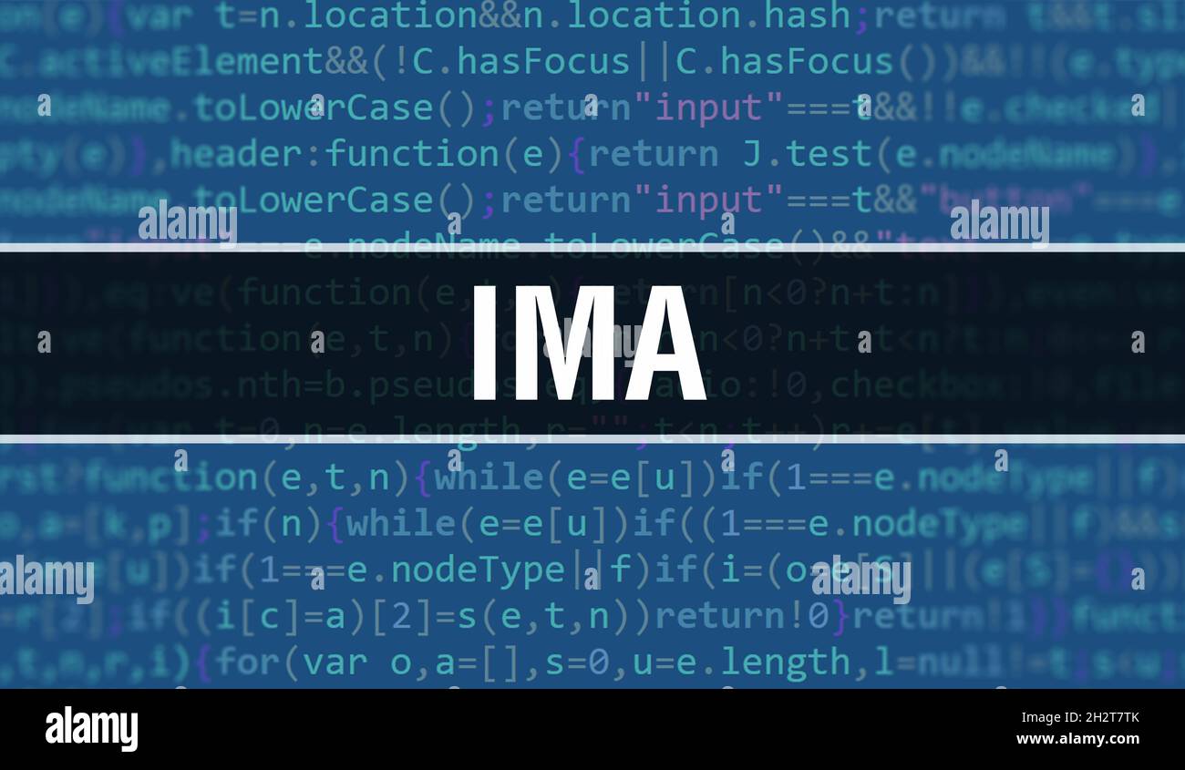 IMA text written on Programming code abstract technology background of ...