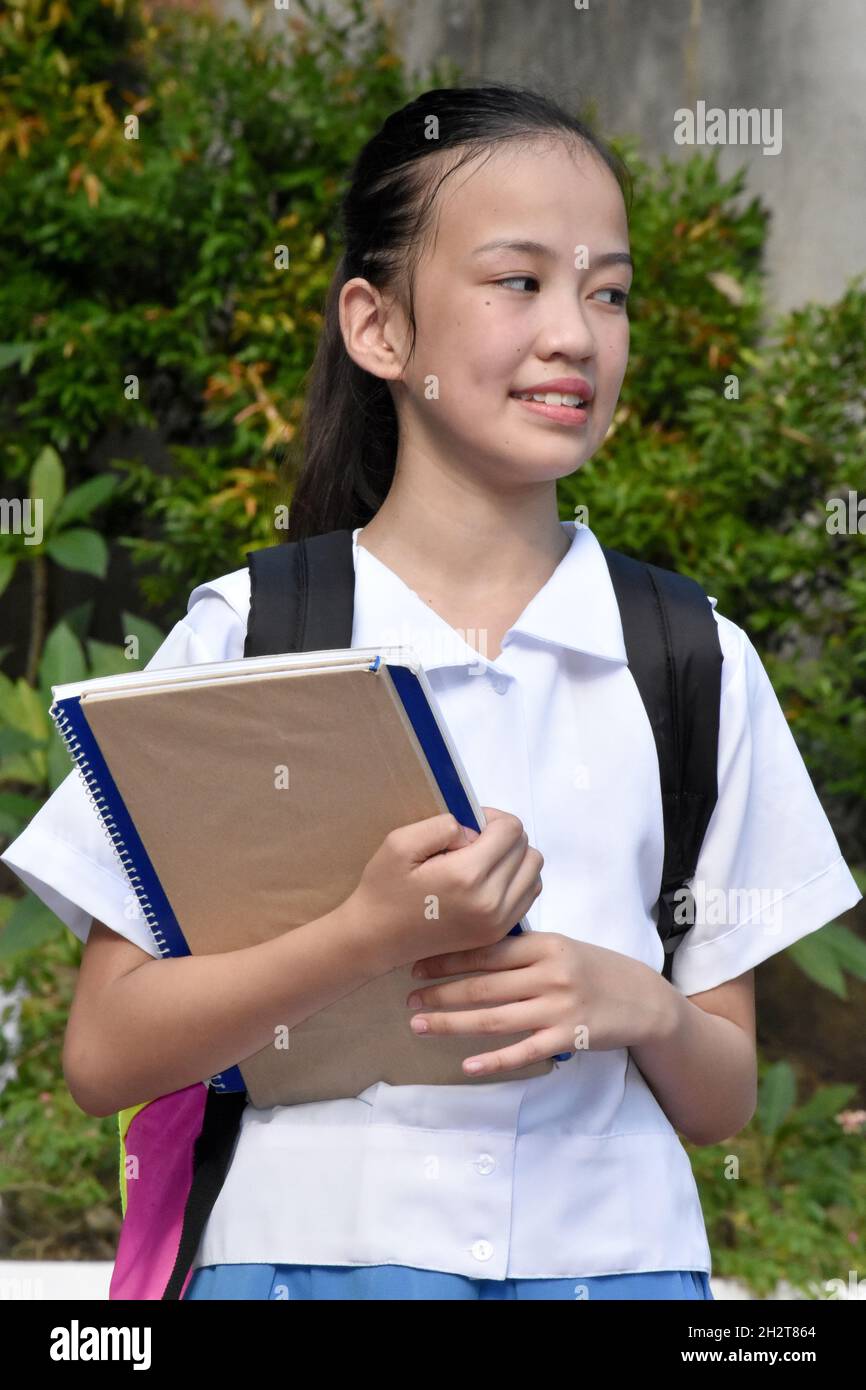 An Asian Female Student Waiting Stock Photo - Alamy