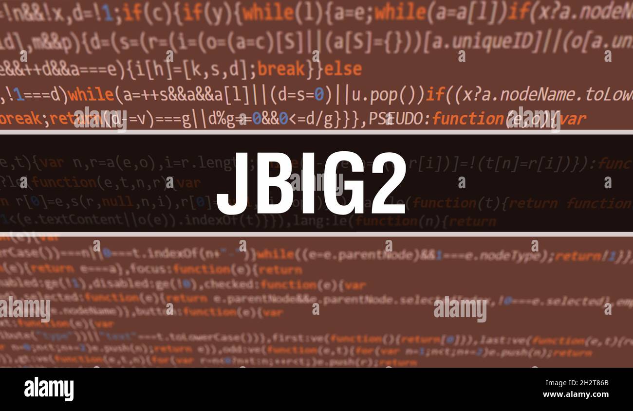 JBIG2 concept illustration using code for developing programs and app. JBIG2 website code with ...