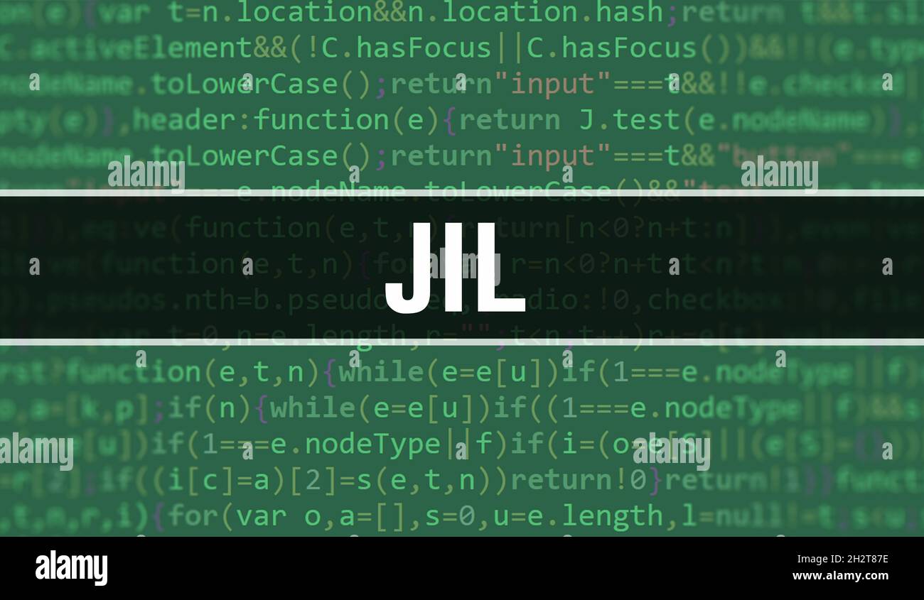 JIL concept with Random Parts of Program Code.JIL text written on ...