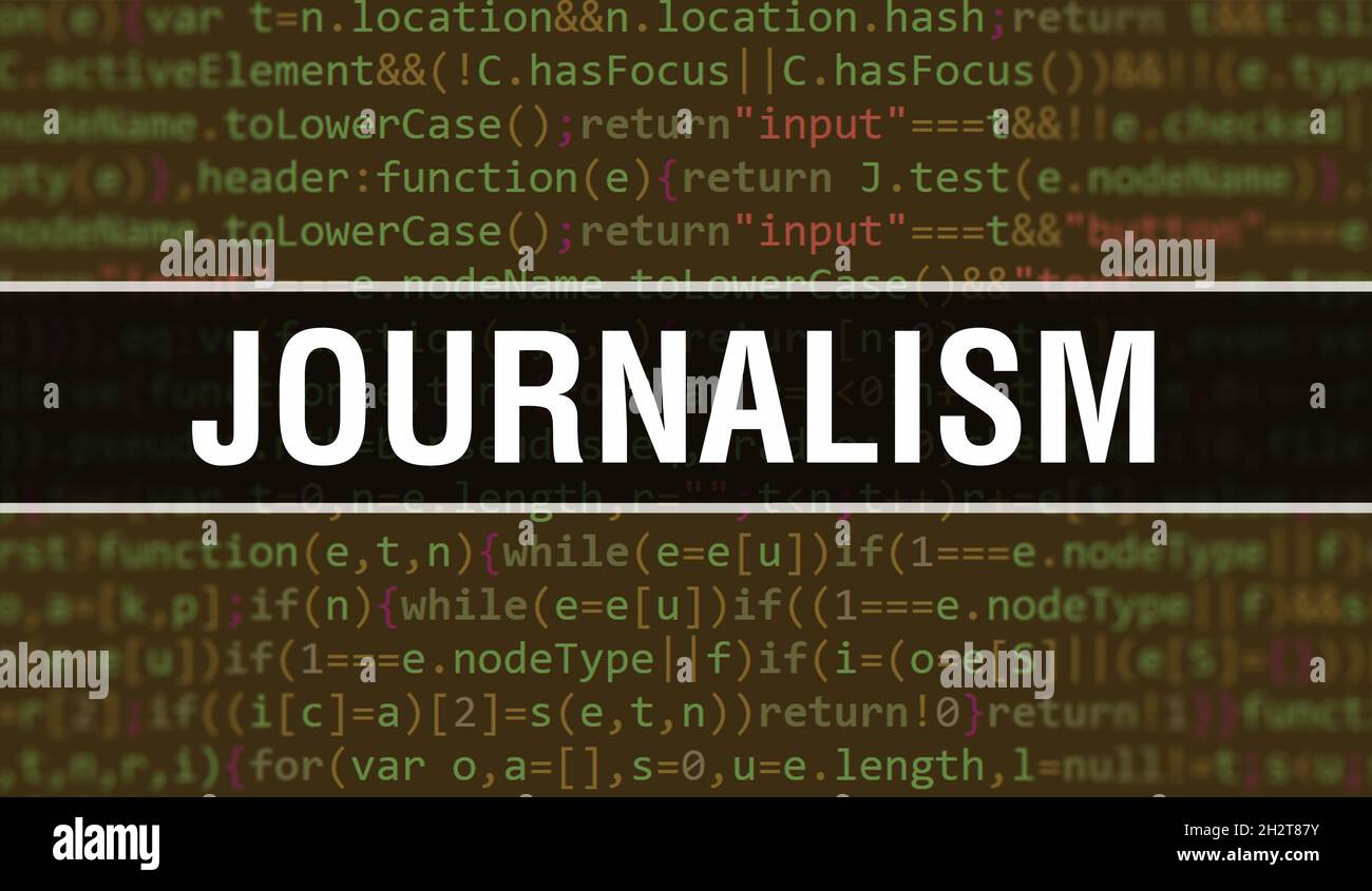 Journalism concept with Random Parts of Program Code.Journalism text ...