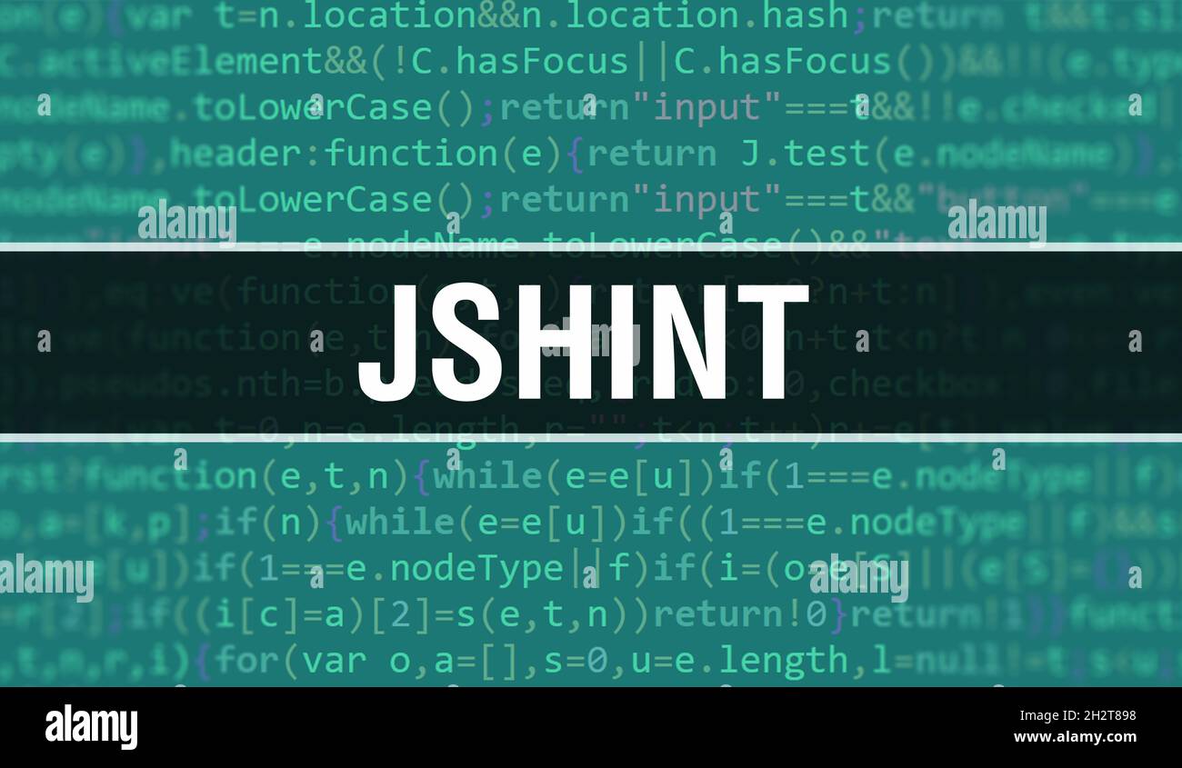 JSHint concept with Random Parts of Program Code.JSHint text written on ...