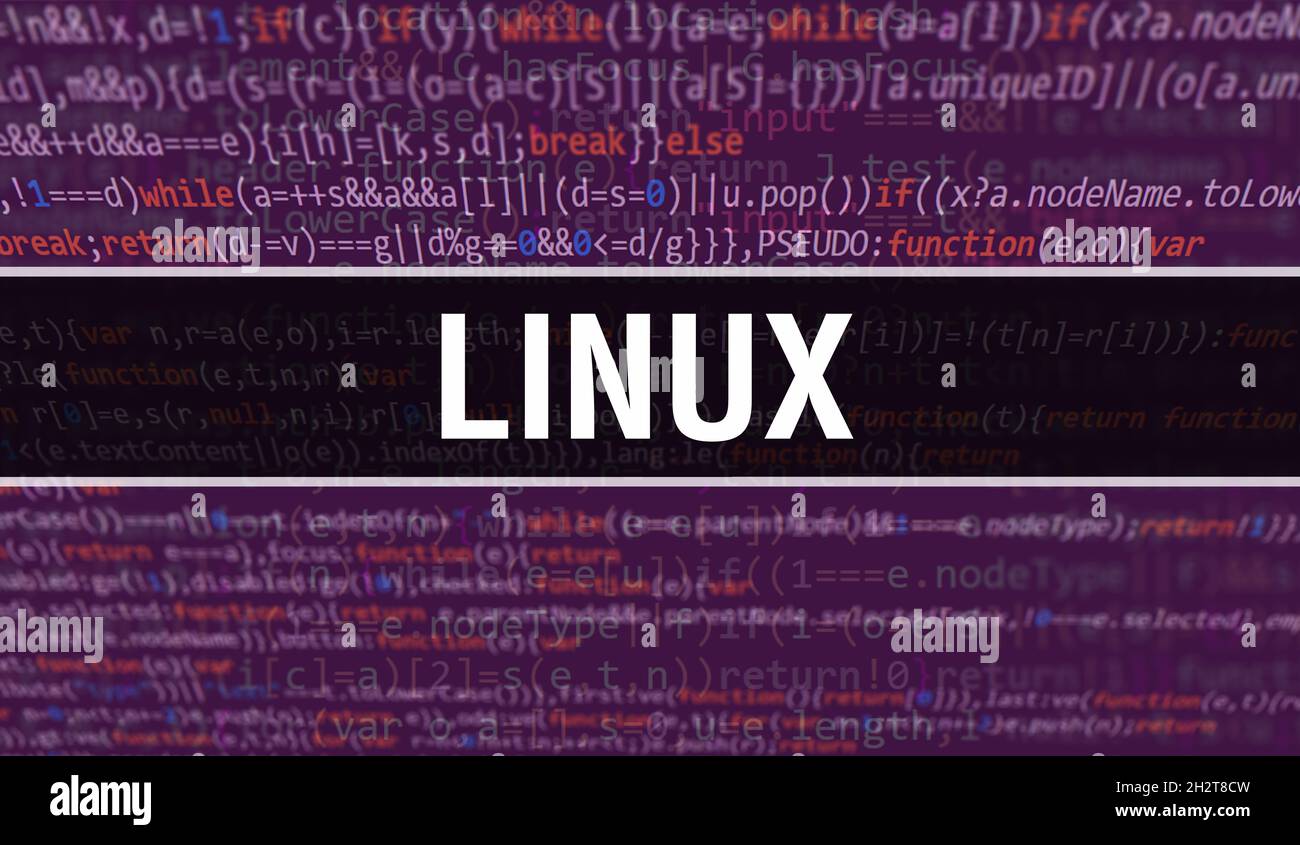 LINUX with Abstract Technology Binary code Background.Digital binary ...