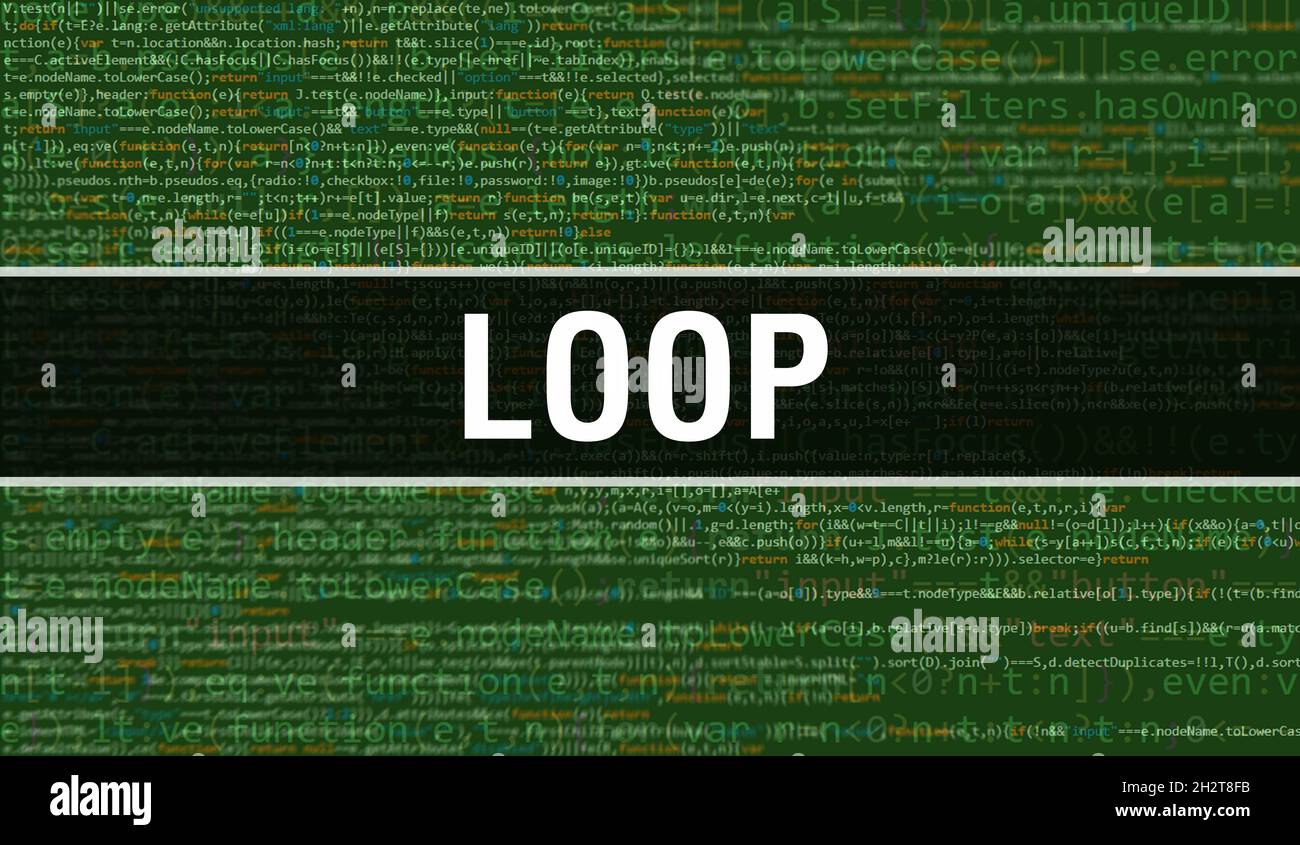 Loop Concept With Random Parts Of Program Codeloop Text Written On Programming Code Abstract
