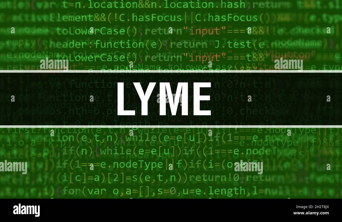 LYME text written on Programming code abstract technology background of ...