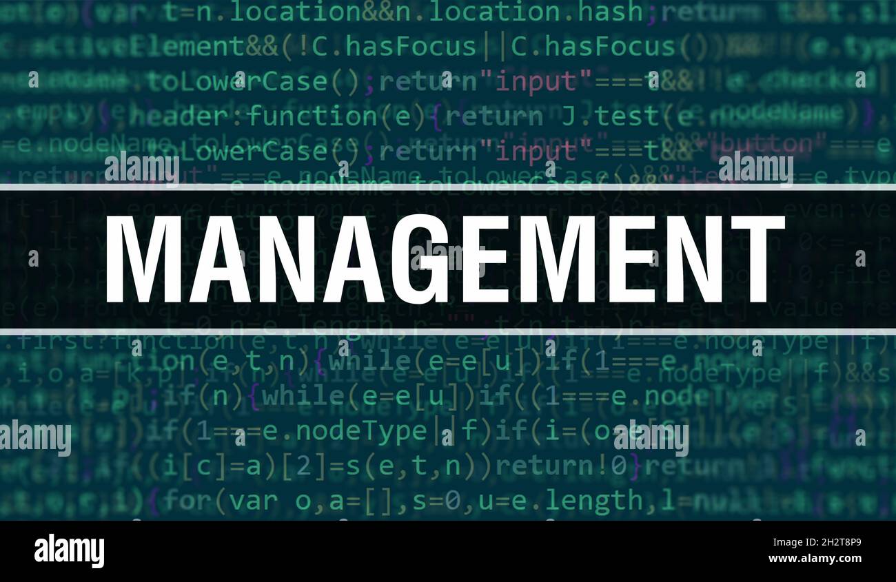 Management text written on Programming code abstract technology ...