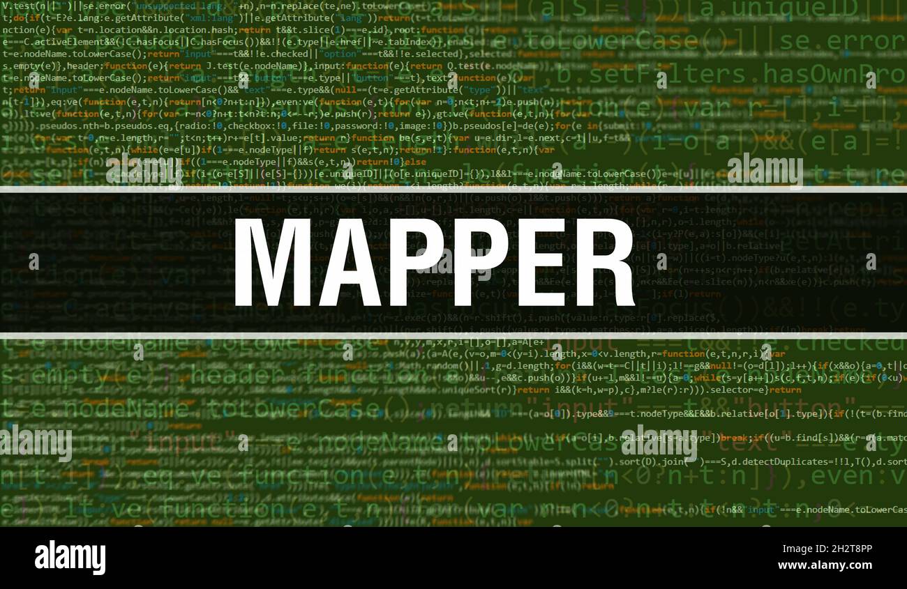 MAPPER concept with Random Parts of Program Code.MAPPER text written on ...
