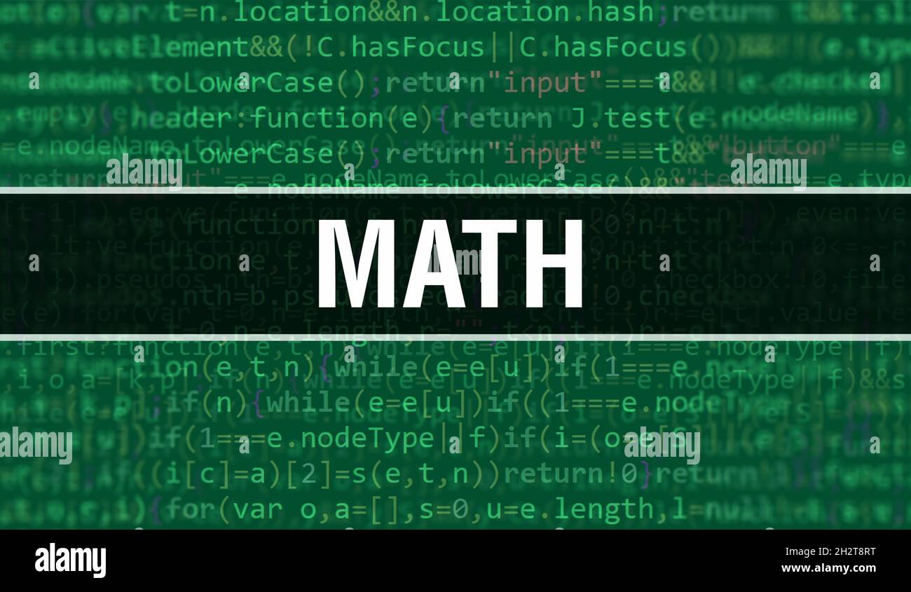 Math text written on Programming code abstract technology background of ...