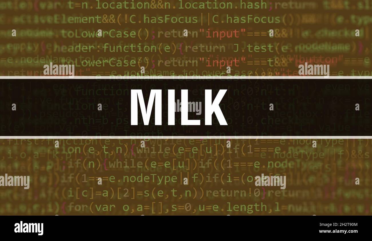 Milk concept with Random Parts of Program Code. Milk with Programming ...