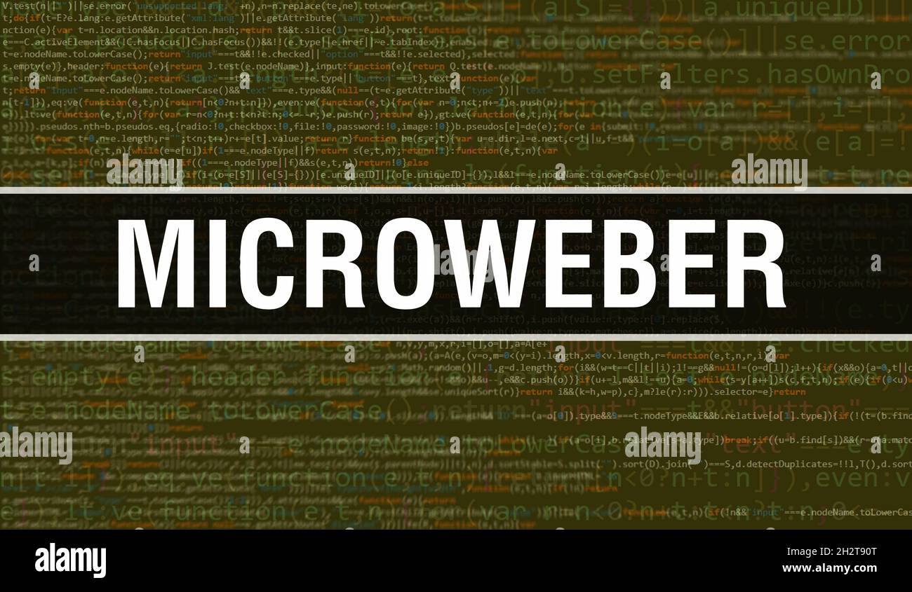 Microweber text written on Programming code abstract technology ...