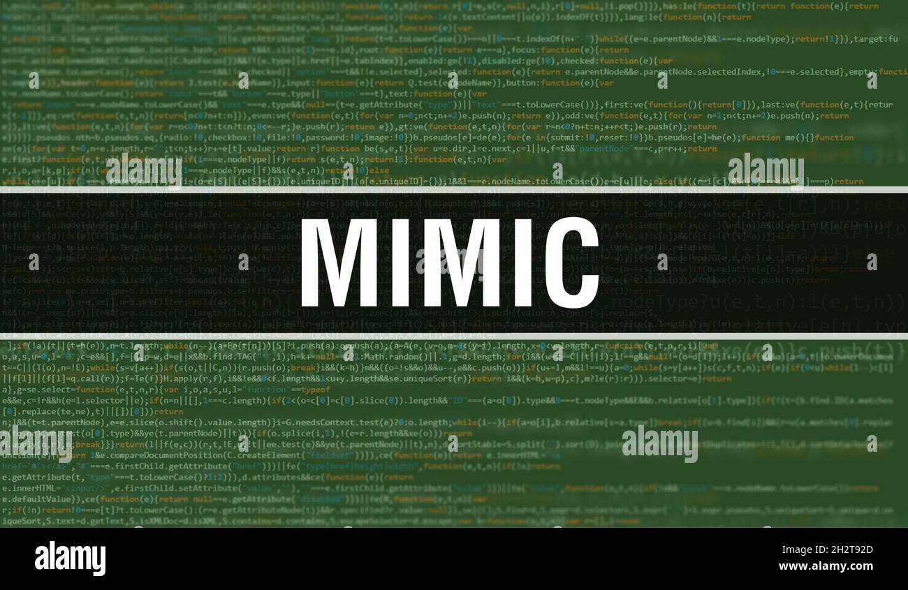 MIMIC concept with Random Parts of Program Code.MIMIC text written on ...
