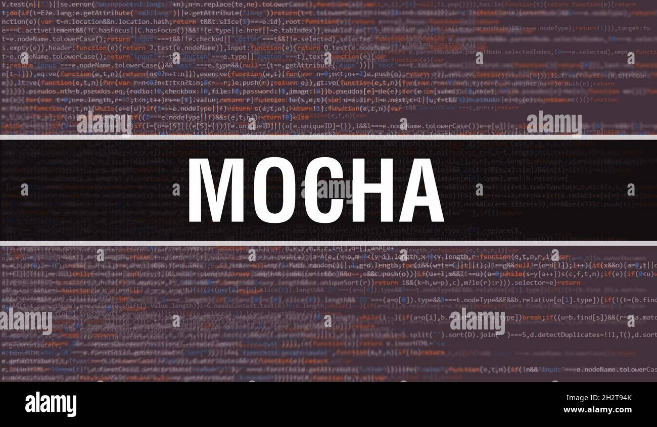 Mocha concept illustration using code for developing programs and app ...